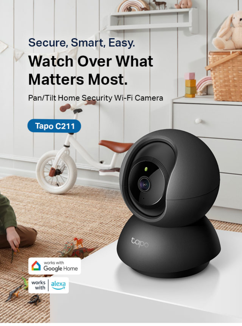 TP-Link Tapo C211 2K 3MP 360° Pan/Tilt Home Security Indoor Wi-Fi CCTV ...