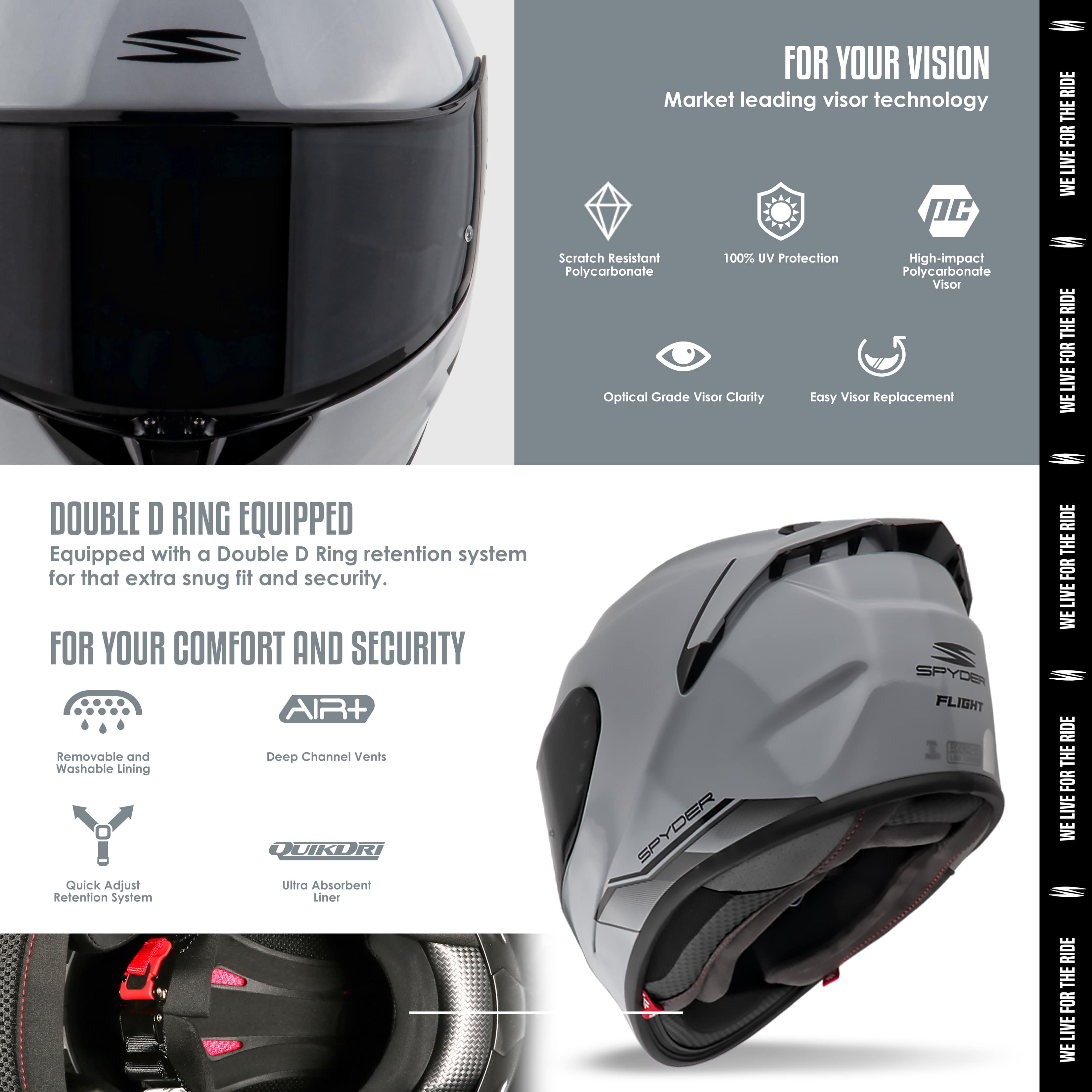Spyder Flight PD S0A - Full Face Fiber Glass Helmet with Double D-Ring ...