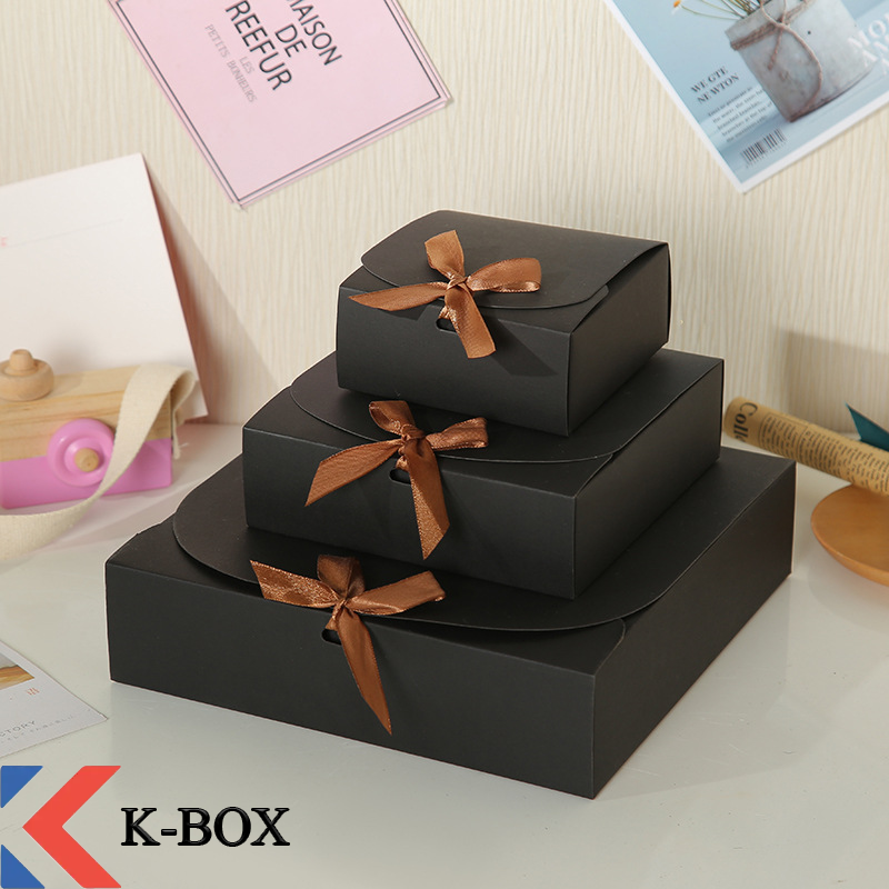 Brown/white Clamshell w/ribbon cardboard pastry gift box bowknot box ...