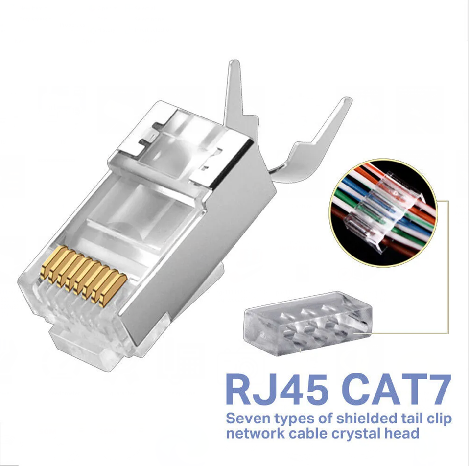 CAT7 Passthrough RJ45 Connector Modular Ethernet Cable Plug With Shield ...