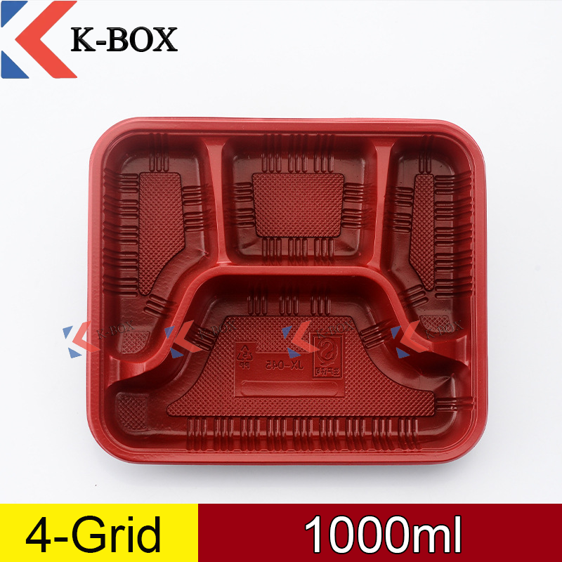 COD (25PCS) Red Bento Box With Back Cover 1/2/3/4/5 Grid Partition ...