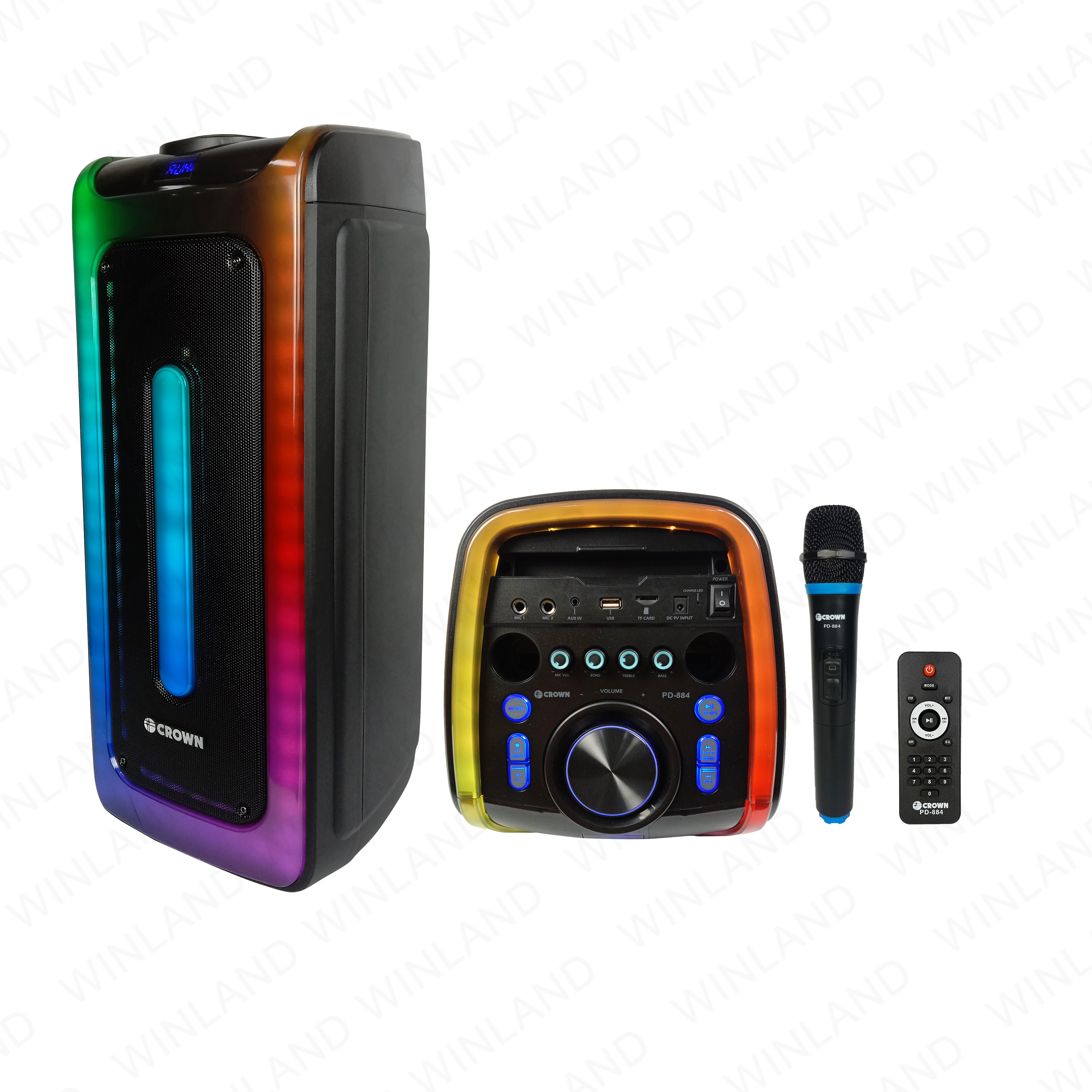 Crown by Winland Party Box Portable Rechargeable Speaker Dancing Light ...