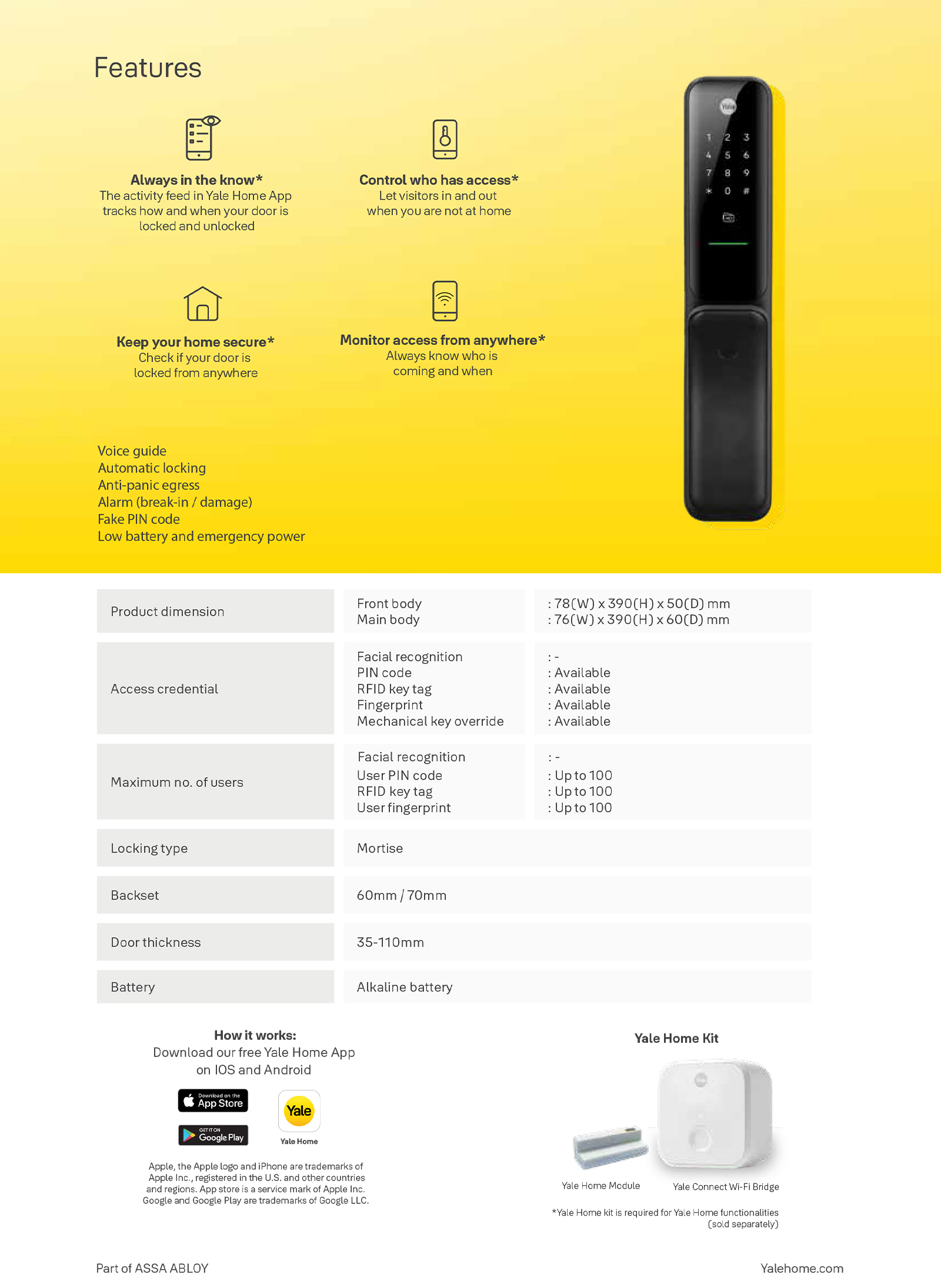 Yale Kyra Pro Digital Door Lock | Shopee Philippines