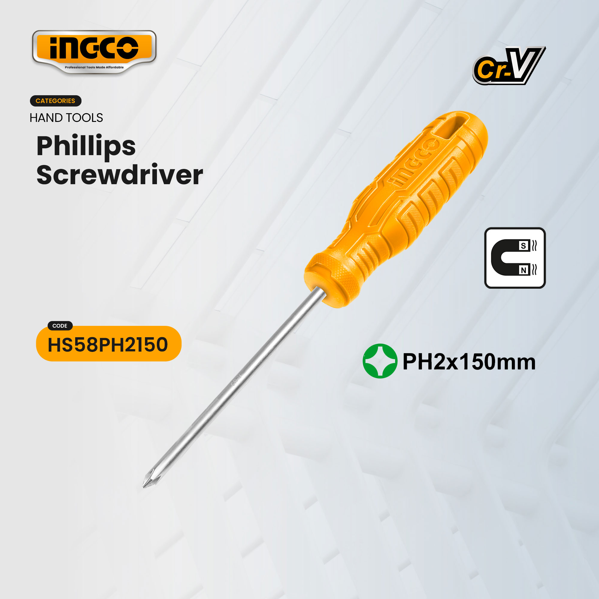 Ingco Phillips Screwdriver PH2 Round Shank 6.0x150mm HS58PH2150 IHT ...