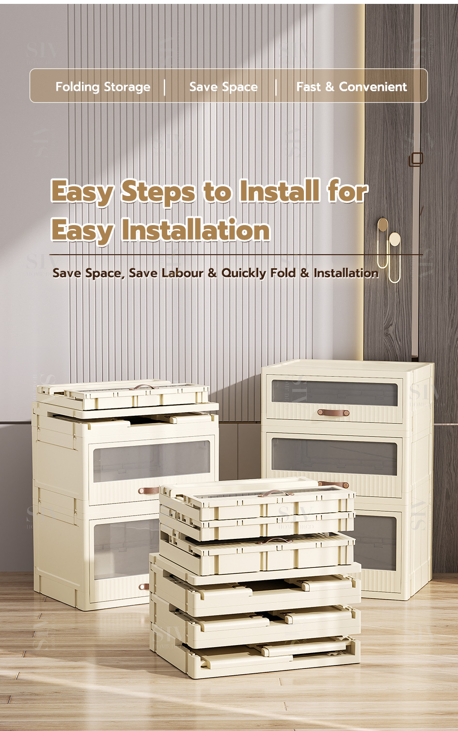 SIV Foldable Drawer Cabinet Folding Storage Box Collapsible Organizer ...