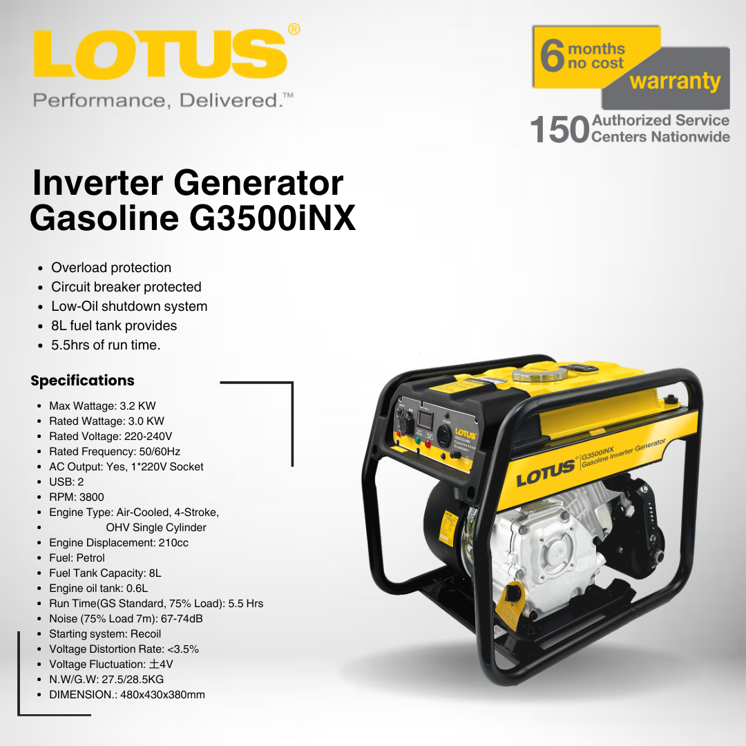 Lotus Gas Inverter Genset G3500INX | Generator | Shopee Philippines