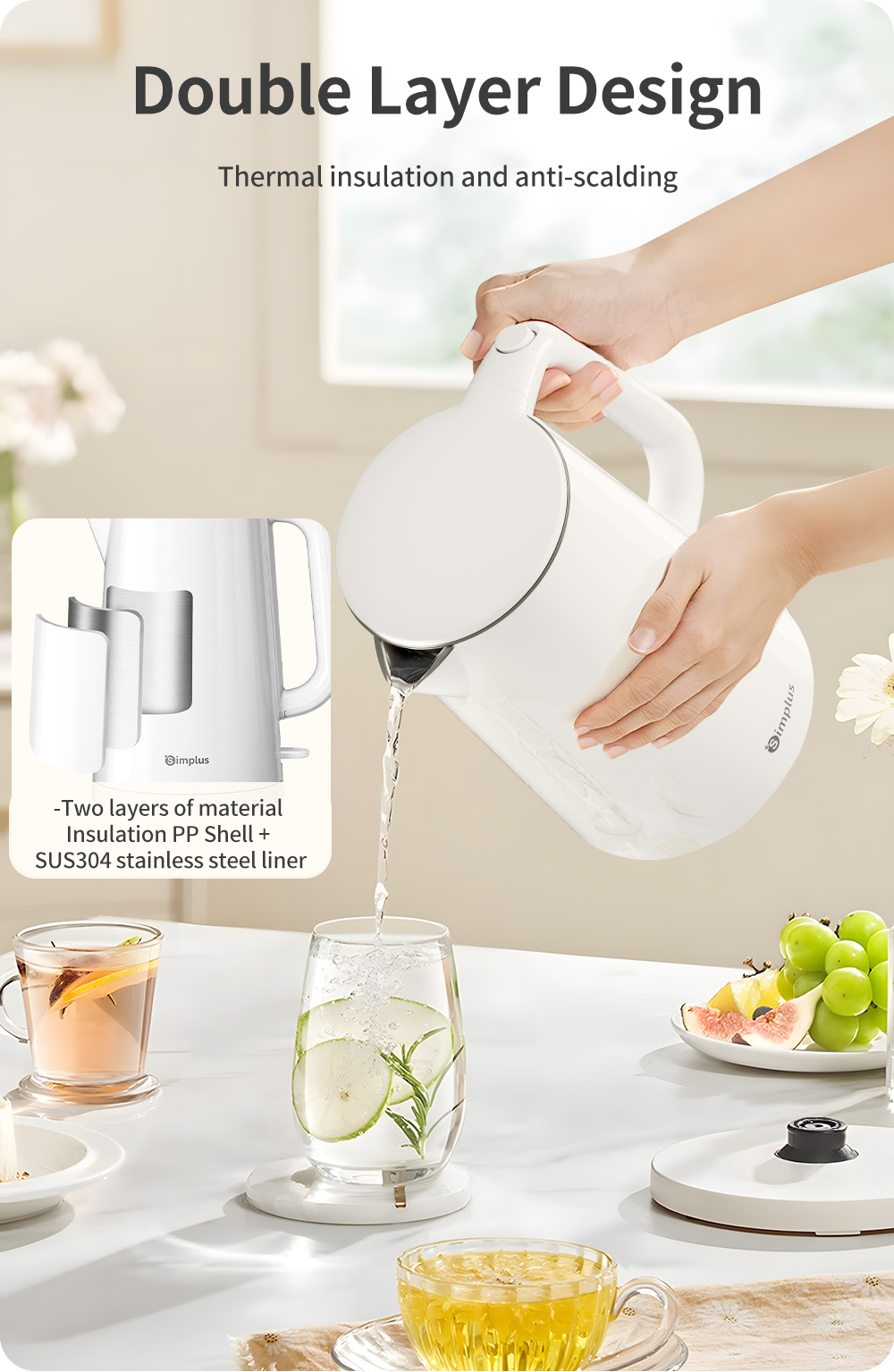 Simplus Electric Water Kettle 1.7L (304 Stainless Steel) | Shopee ...