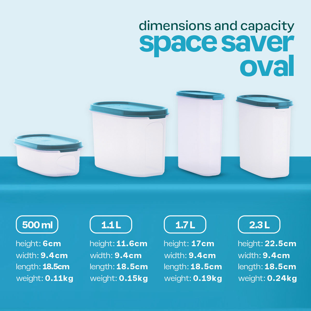 Tupperware Space Saver Oval 2.3 L [Food Keeper] [Dry Storage] [Kitchen ...