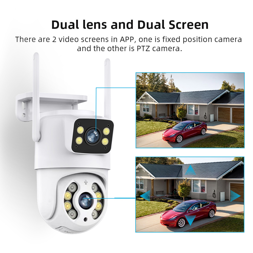 8MP V380 Pro Outdoor Waterproof CCTV Camera WIFI Wireless Dual Lens with Dual Screen Night ...