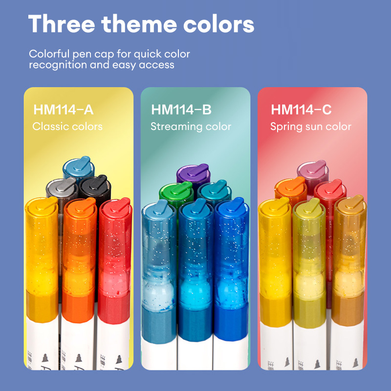 Deli 6Colors Highlighter Metallic Acrylic Marker Set Painting School ...