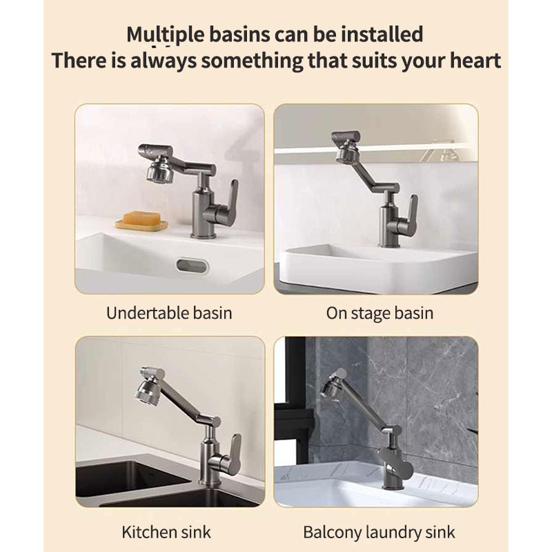 Stainless Faucet 1080 ° Rotating Faucet Lavatory Faucet 2 mode High ...