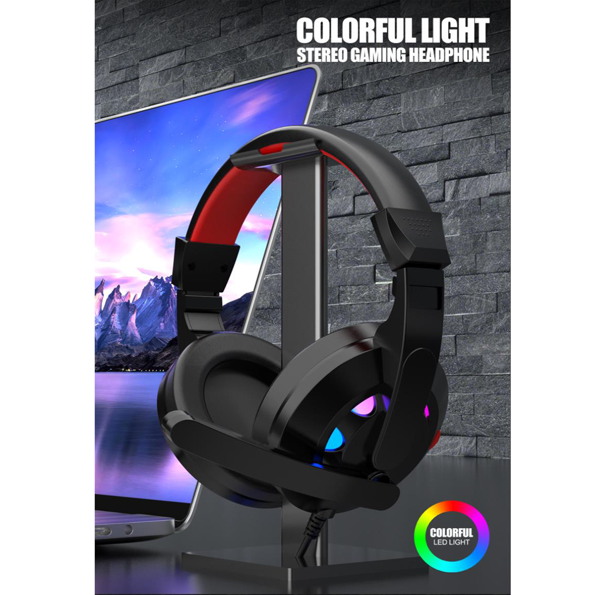 Inplay H20 RGB Wired Headset RGB Light Gaming Headset Headphones With Microphone For Pc Laptop ...