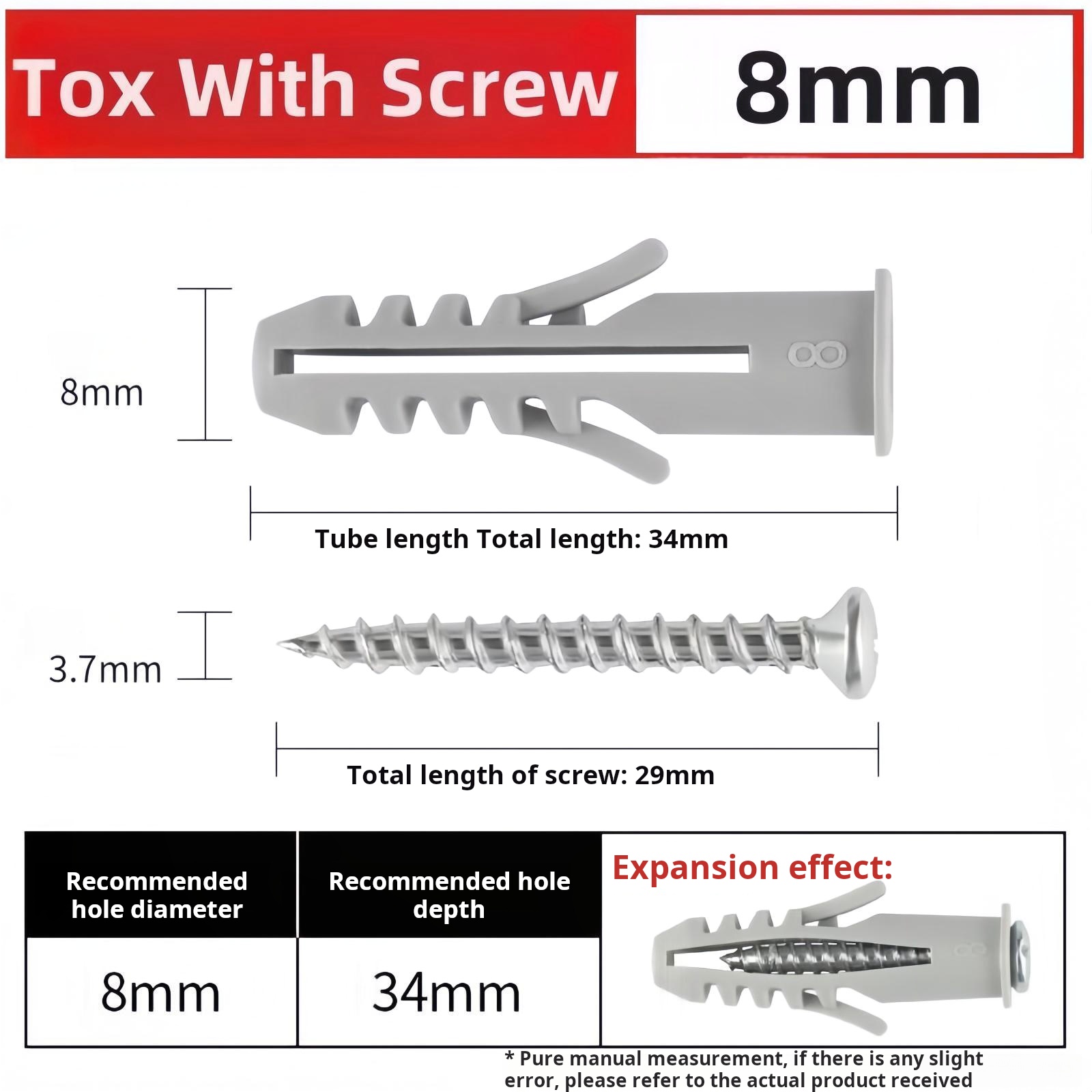 Per Box/50pcs High Quality Heavy-duty Tox with screw/Expand nails with ...