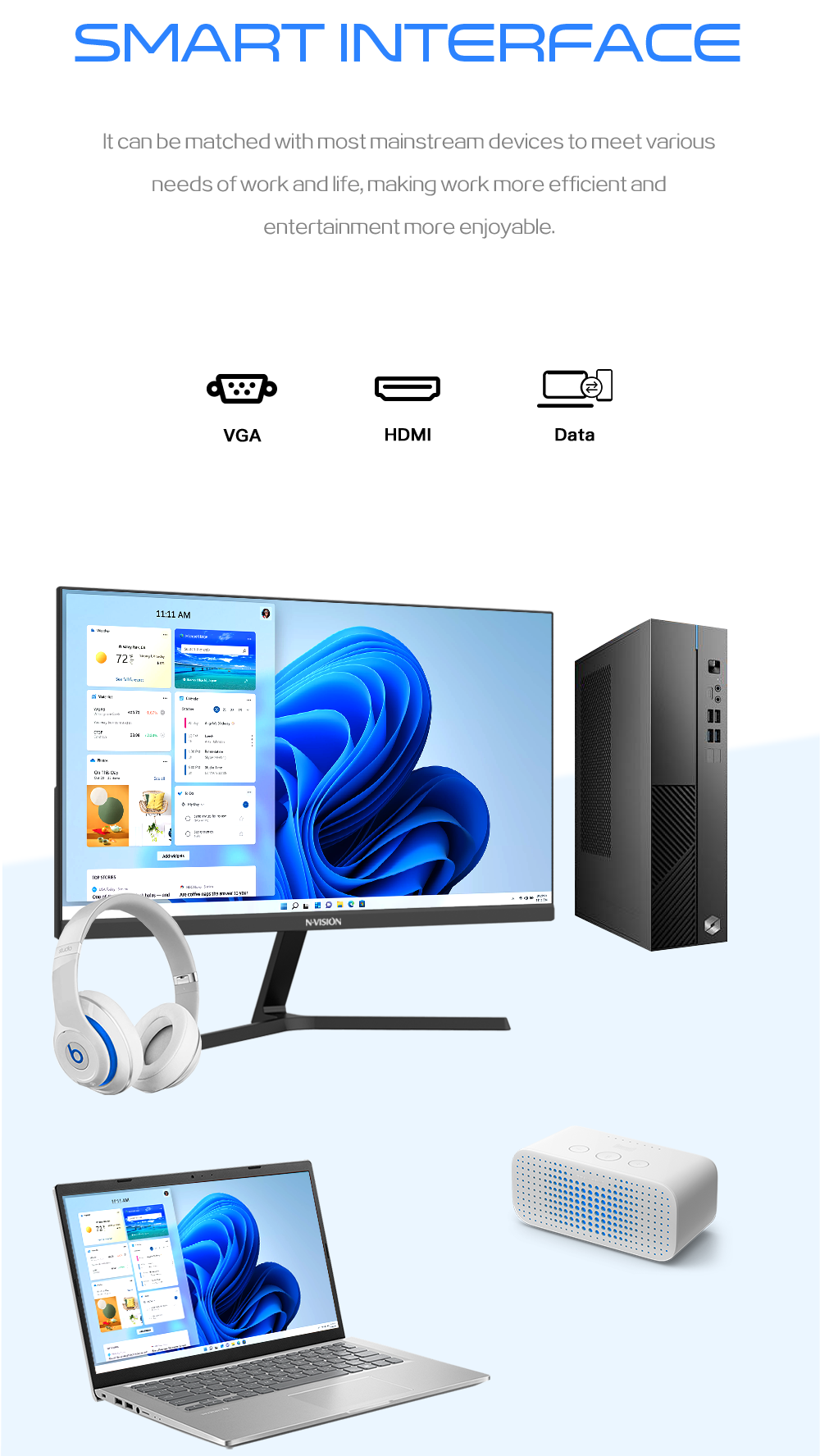 Nvision 22 24 27 Inch IPS Monitor 100Hz Framless FHD Gaming Monitor PC ...