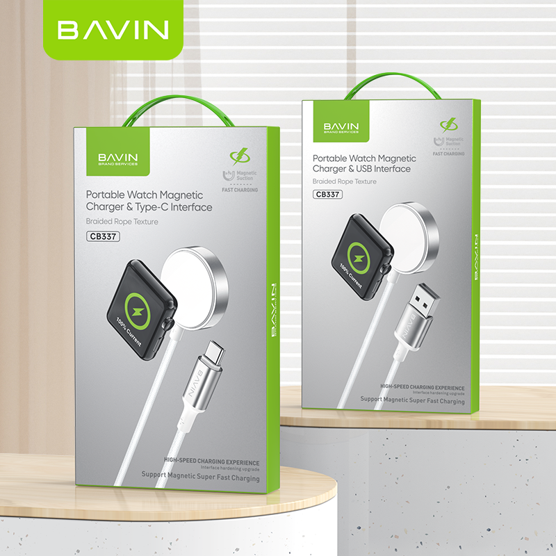BAVIN CB337 Fast Charging iWatch Wireless Magnetic Charger Braided Rope ...