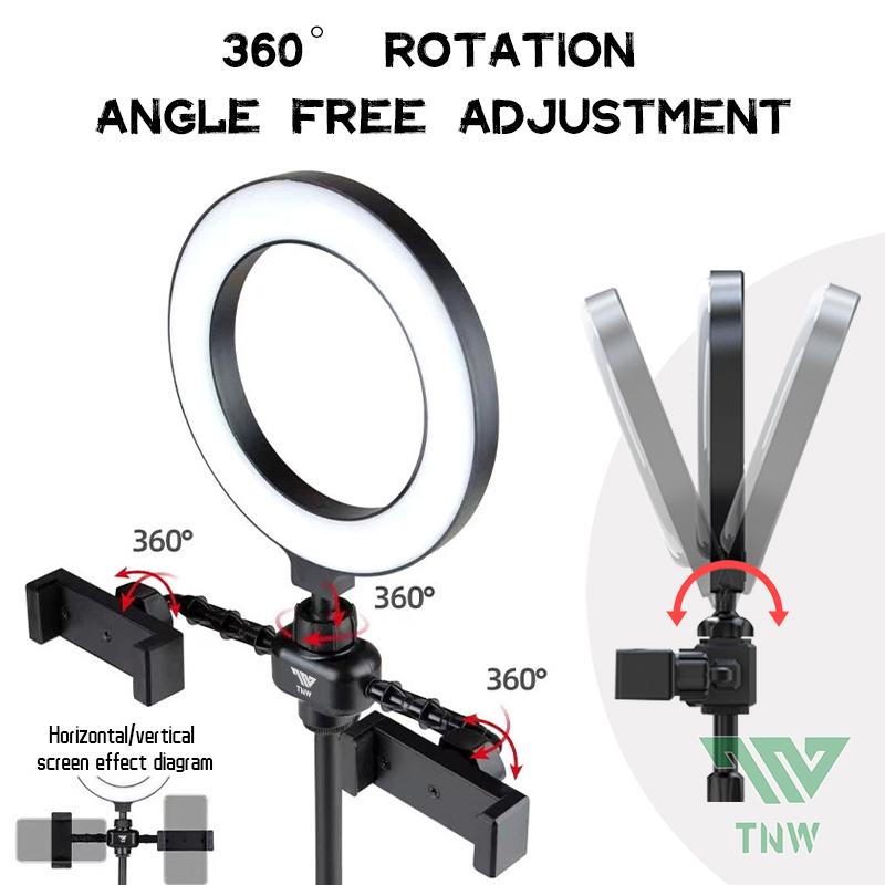 TNW Ring light 6inch Dual Phone Stand For Vlogging with 3 different ...