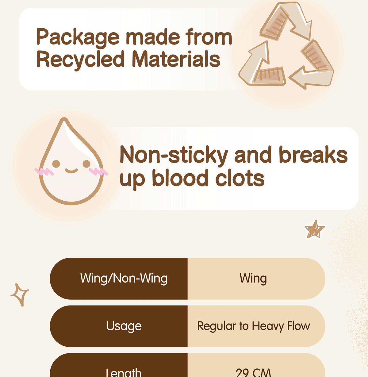 SOFY Natural Love Eco Friendly Sanitary Napkin with Wings 29cm - 5 pcs | Shopee Philippines