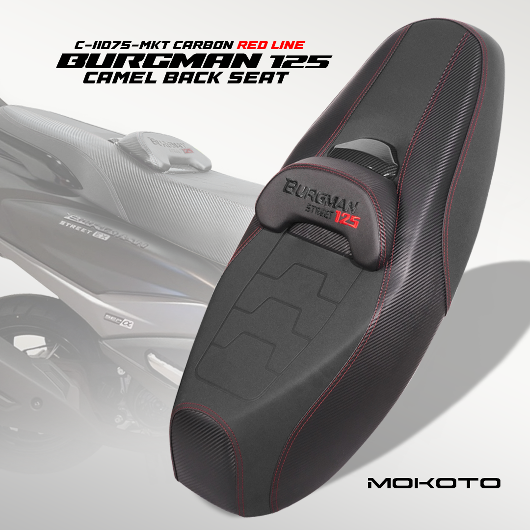 MOKOTO BURGMAN STREET 125 CAMEL BACK SEAT BLACK LINE / RED LINE CARBON ...
