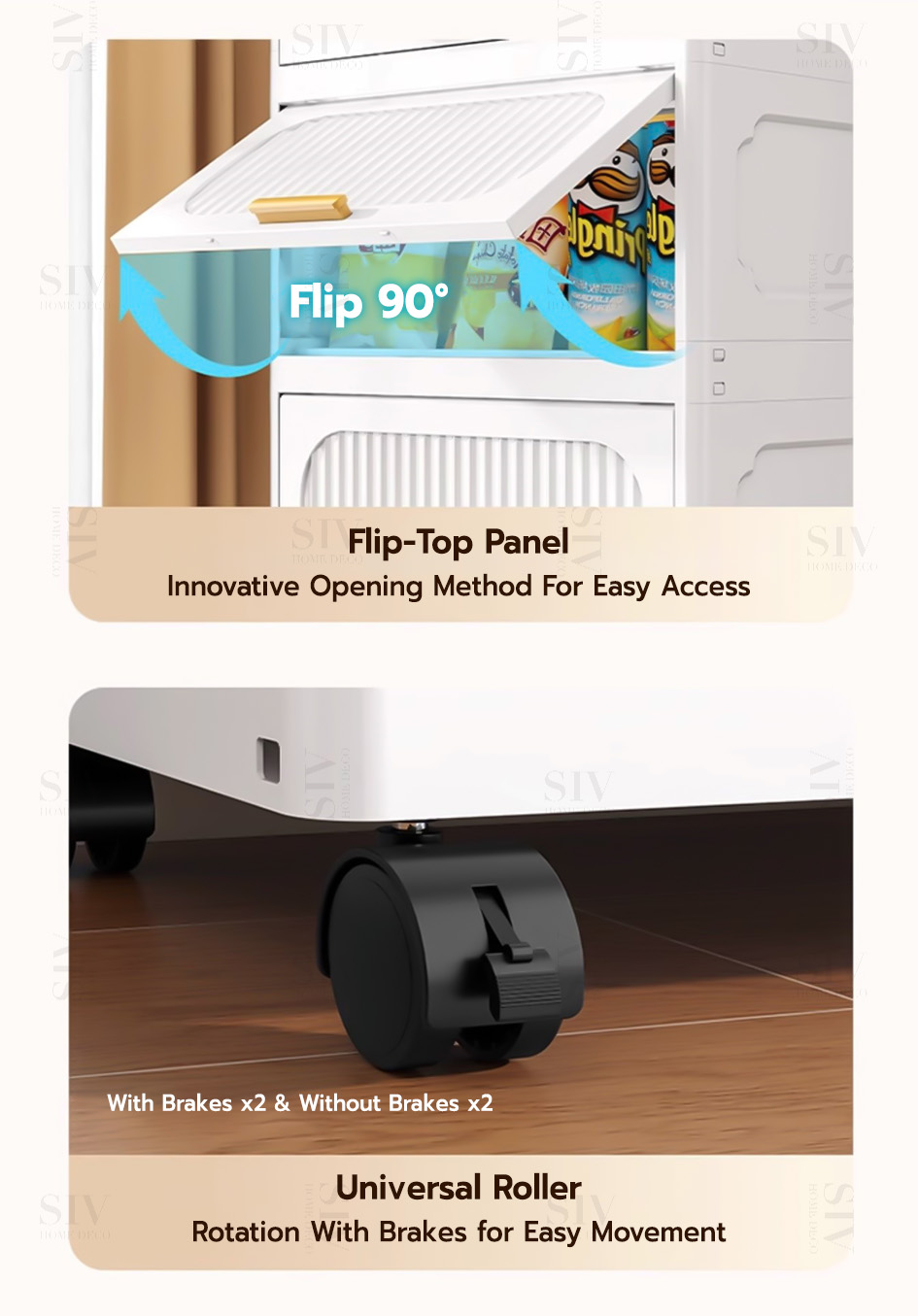 SIV 32-70cm Foldable Storage Cabinet With Flip Door Plastic Storage Box ...