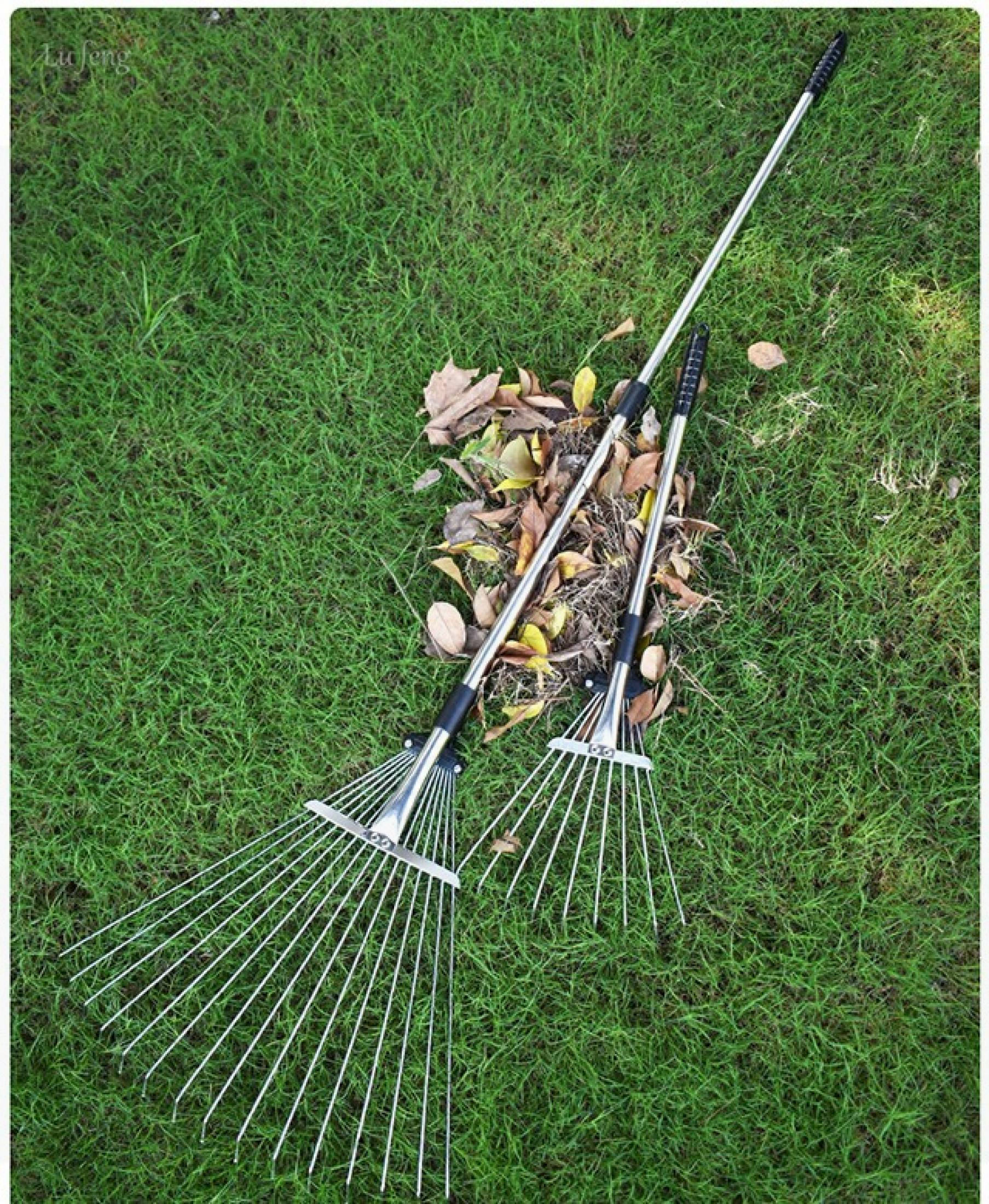 Rake for gardening Adjustable Telescopic Metal Grass rake, withered ...