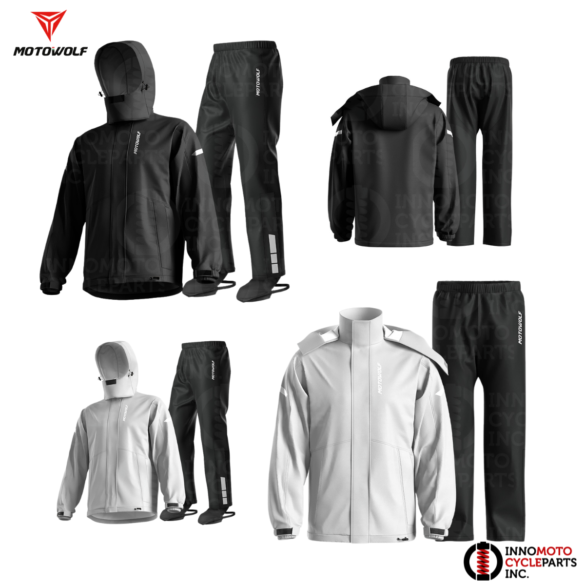 Motowolf New V5 Rain Coat and Pants with Hood and Rain Shoe Cover ...