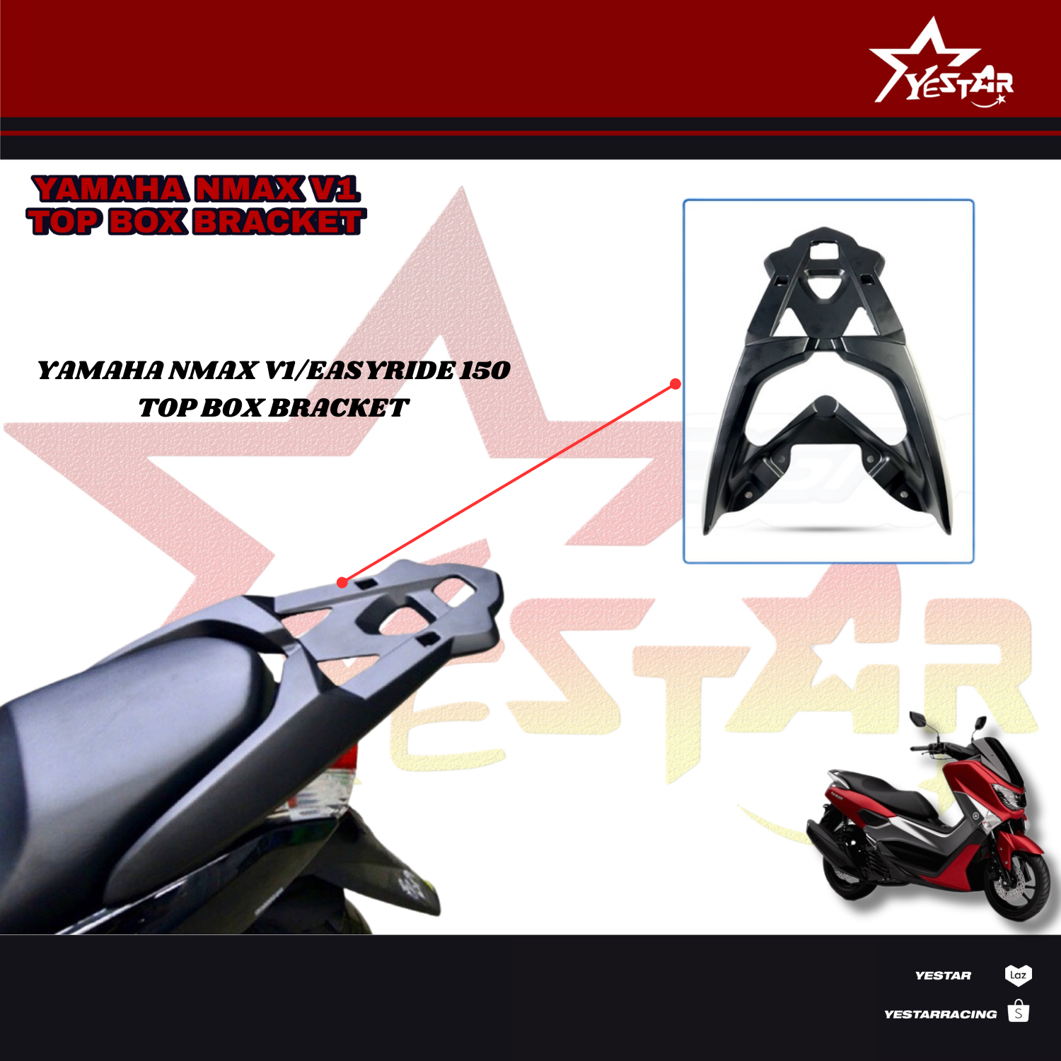 Yamaha Nmax v1 2018 And ER 150 n 2 Holes Bracket Top Box Moto Box Grab ...