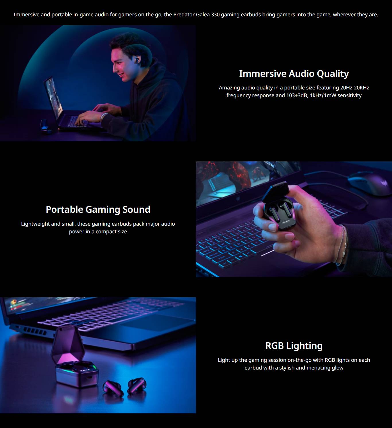Acer Predator Galea 330 PHR200 Bluetooth In-Ear Gaming Earphones (GP ...