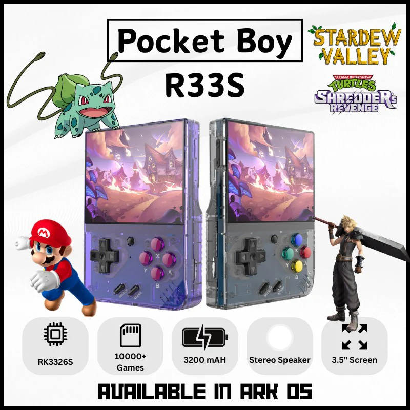 GameCove R33S Retro Handheld Video Game Console Linux System 3.5 Inch ...