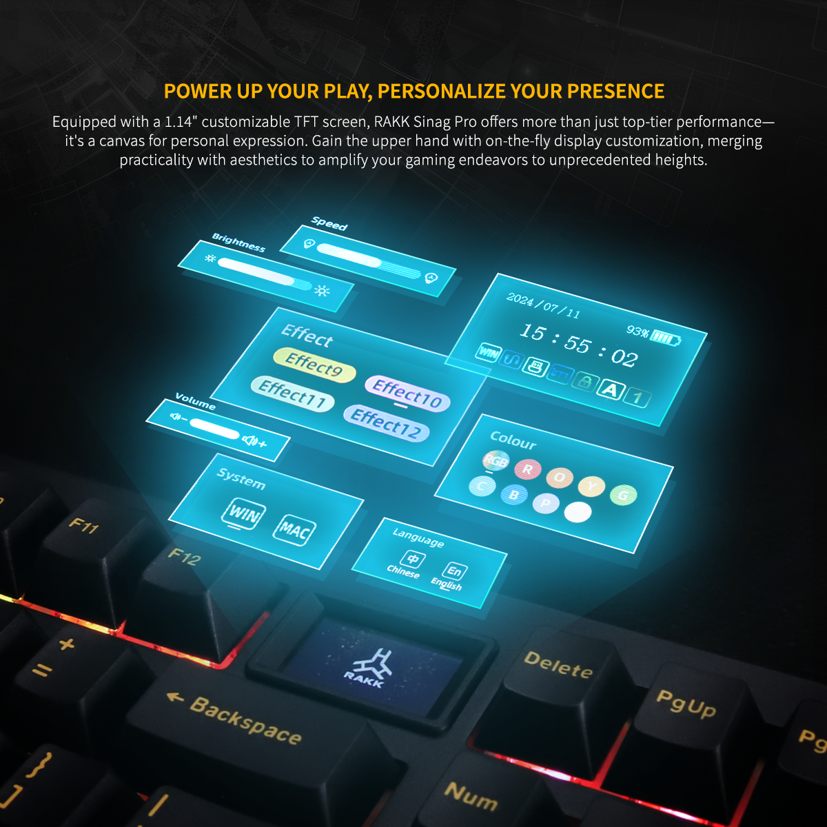 EasyPC | RAKK SINAG PRO Trimode Gasket Mount 1.4" TFT Screen 96 Keys ...