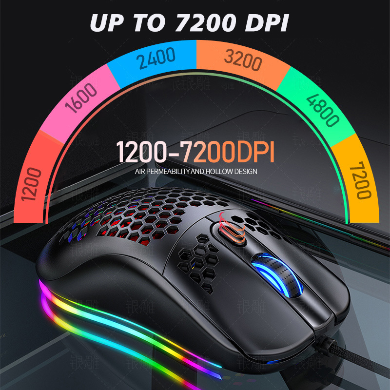 Zeus® MR-002 7-button wired gaming mouse RGB backlit gaming hollow ...