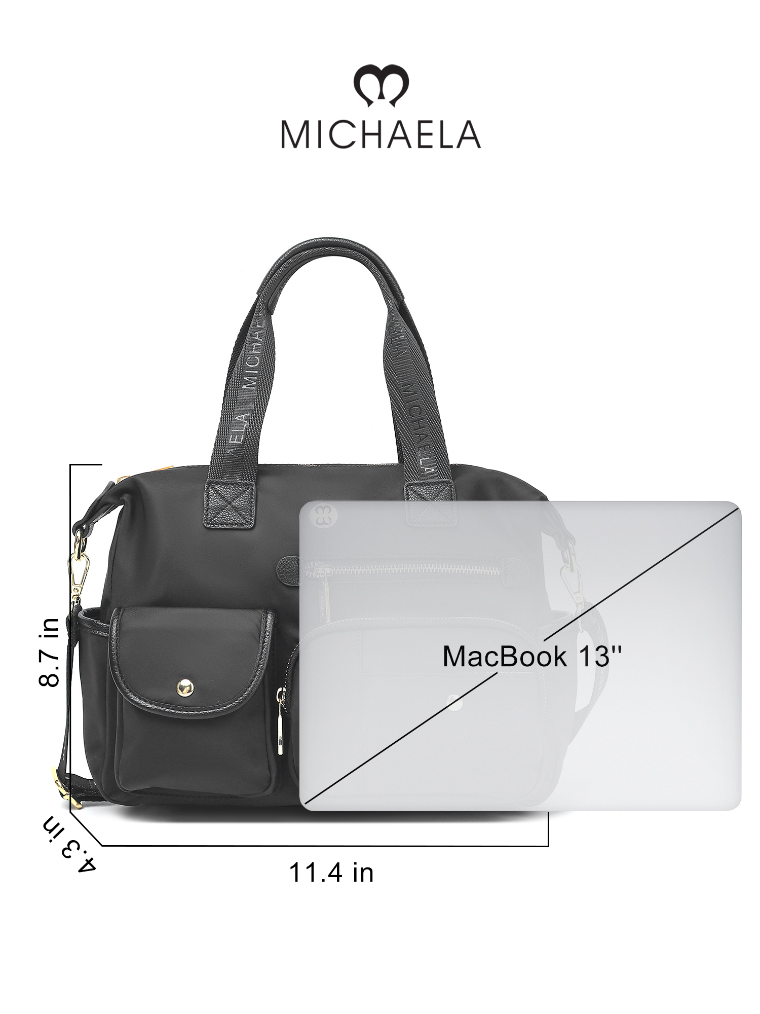 MICHAELA Minimalist Tote Bag with Sling Thicken Re-Nylon Dirt Resistant ...