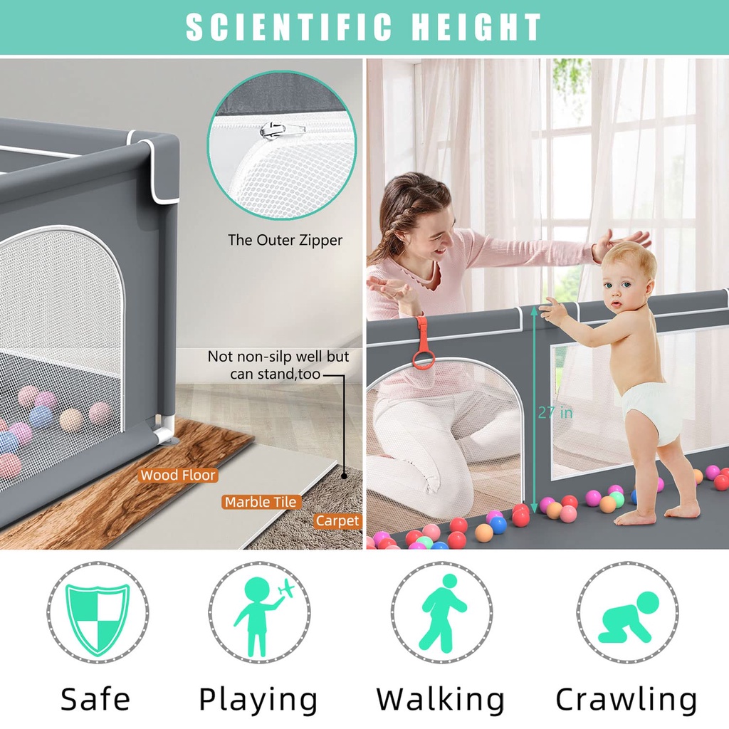 NIVICO BEBE Playpen For Baby Queen Size With Foam Indoor Breathable ...