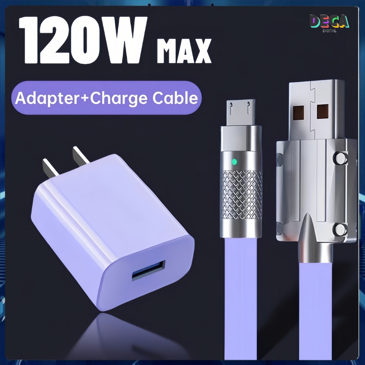 120W Fast Charge Quick charger With Macaroon Adaptor cord Android Micro ...