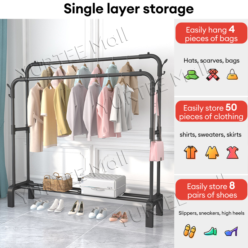 COD Bedroom Clothes Hanger Clothes Drying Rack Floor-Standing Balcony ...