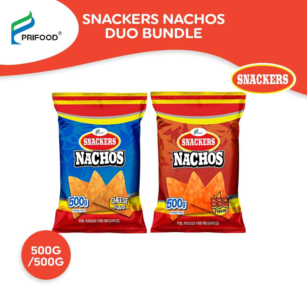 Snackers Nachos Duo Bundle -1 Nachos Cheese 500g & Nachos BBQ 500g ...