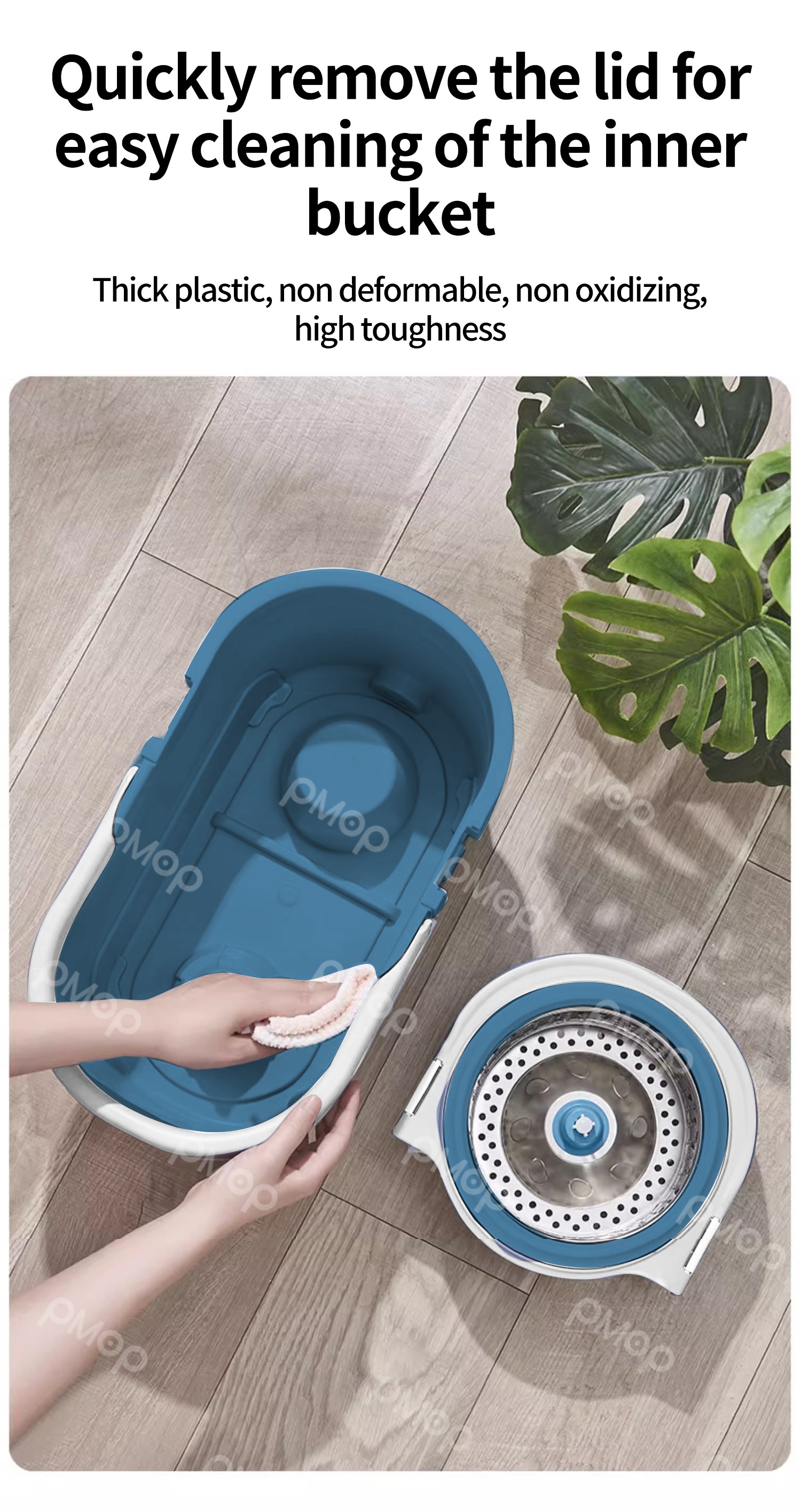 PMOP Mop with Spinner Detachable spin dryer Heavy duty bucket for water ...