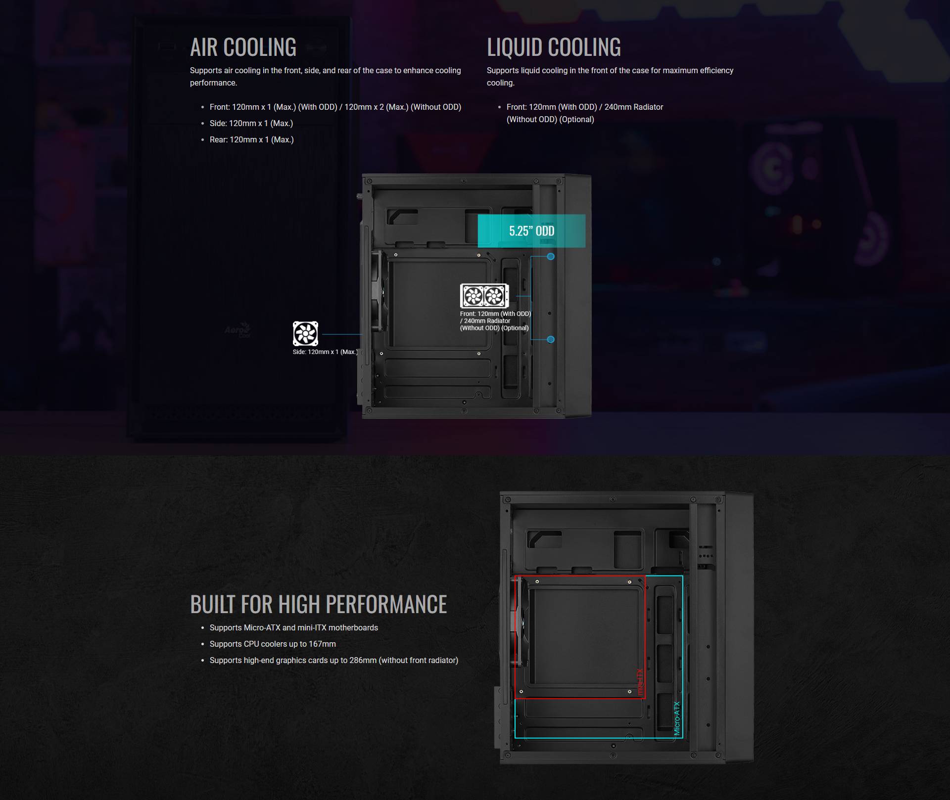 AeroCool CS-104 Micro ATX Mini Tower Chassis Desktop PC Case with Power ...