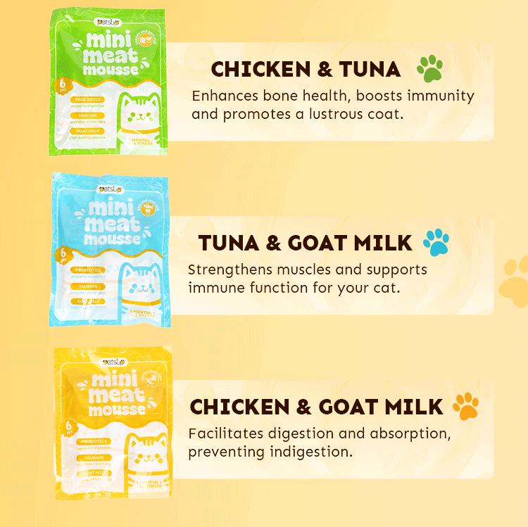 Petsup Cat Kitten Mini Meat Mousse 6Pcs/Pack Multivitamins Fish Oil ...