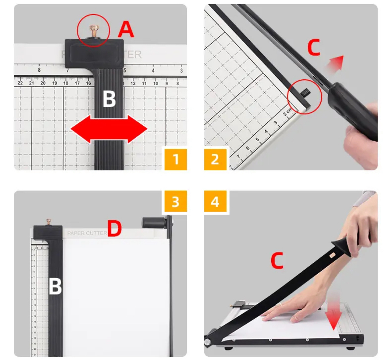 Office Paper Cutter A4 Paper Trimmer Paper Cutter Heavy Duty Metal Base ...