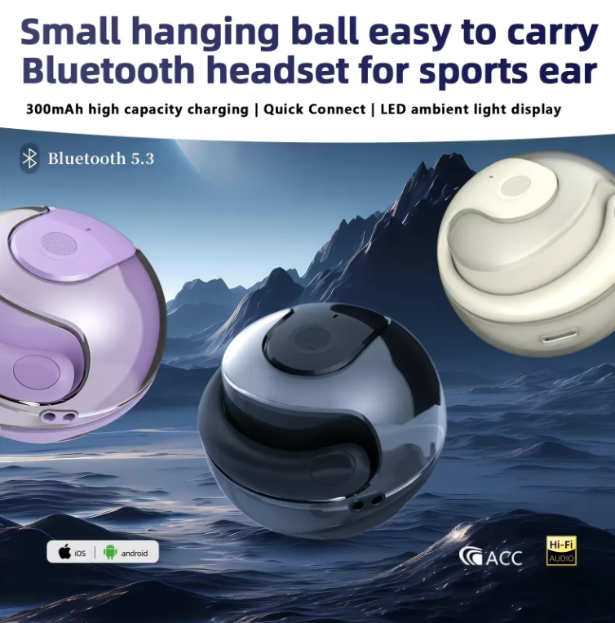 BY01 Wireless Bluetooth Earbuds Noise Reduction Touch Control Spherical ...