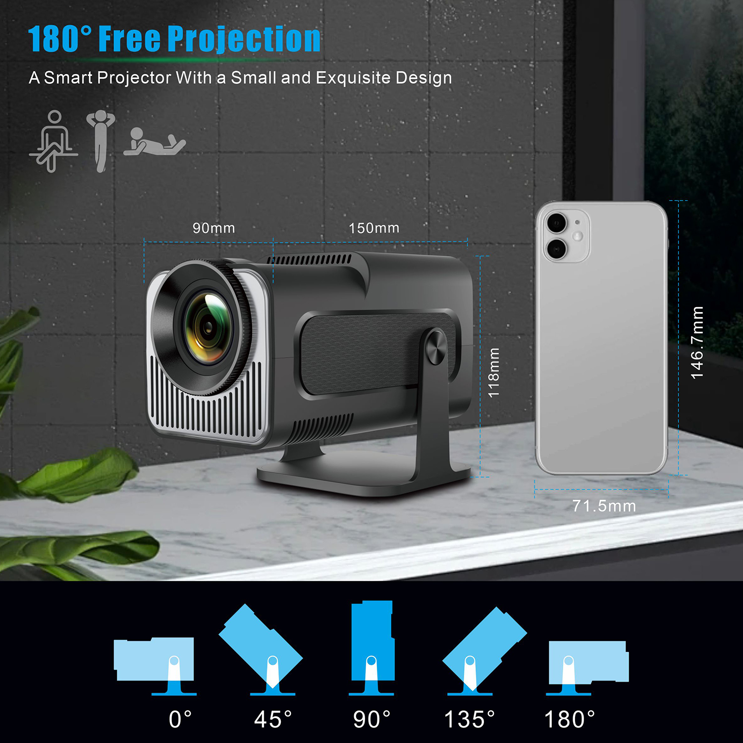 GOOJODOQ Mini Projector for Phone 4K Ultra HD 1080P Laptop Screen ...