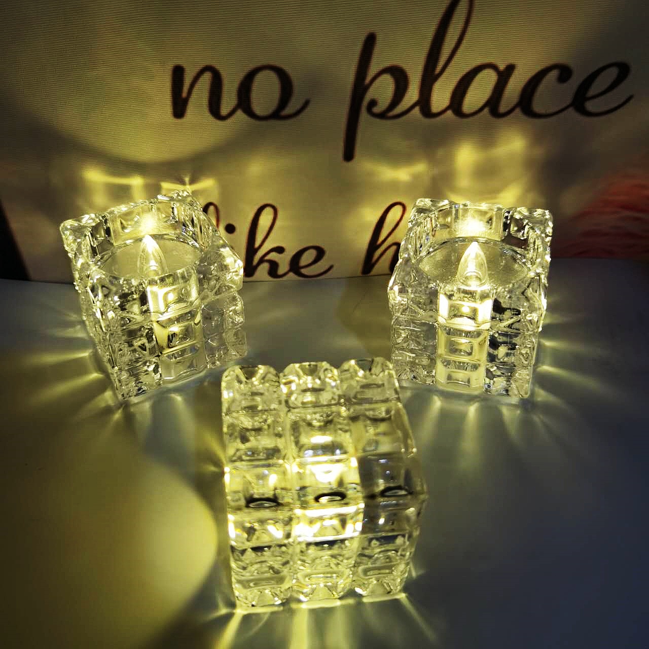 Creative square ice cube acrylic candle Crystal lights decorate the ...