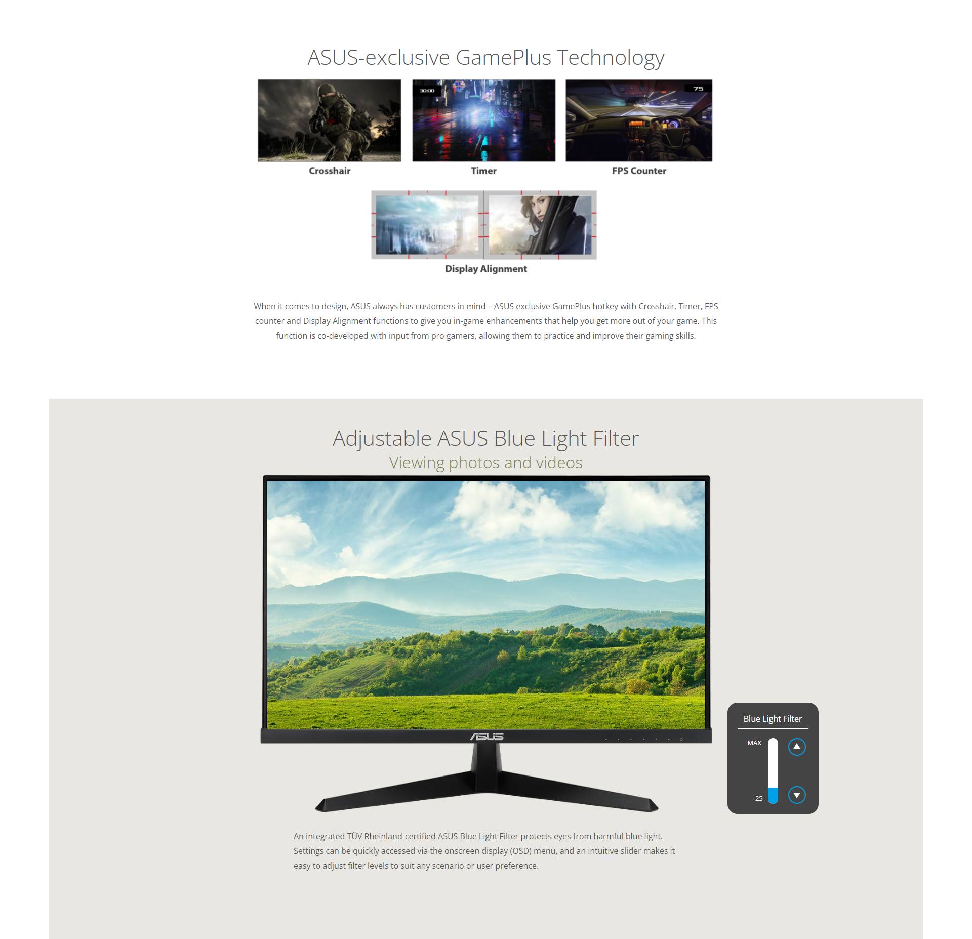 Asus VY249HF-R 24" FHD IPS Technology 1ms 100Hz Adaptive Sync Eye Care ...