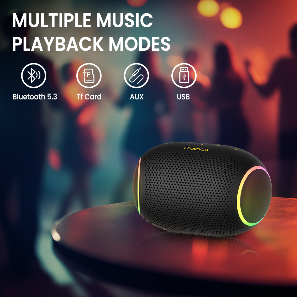 Orashare BS18 Portable Bluetooth Speaker With RGB Light 10W High Quality Sound BT5.3 IPX5 ...