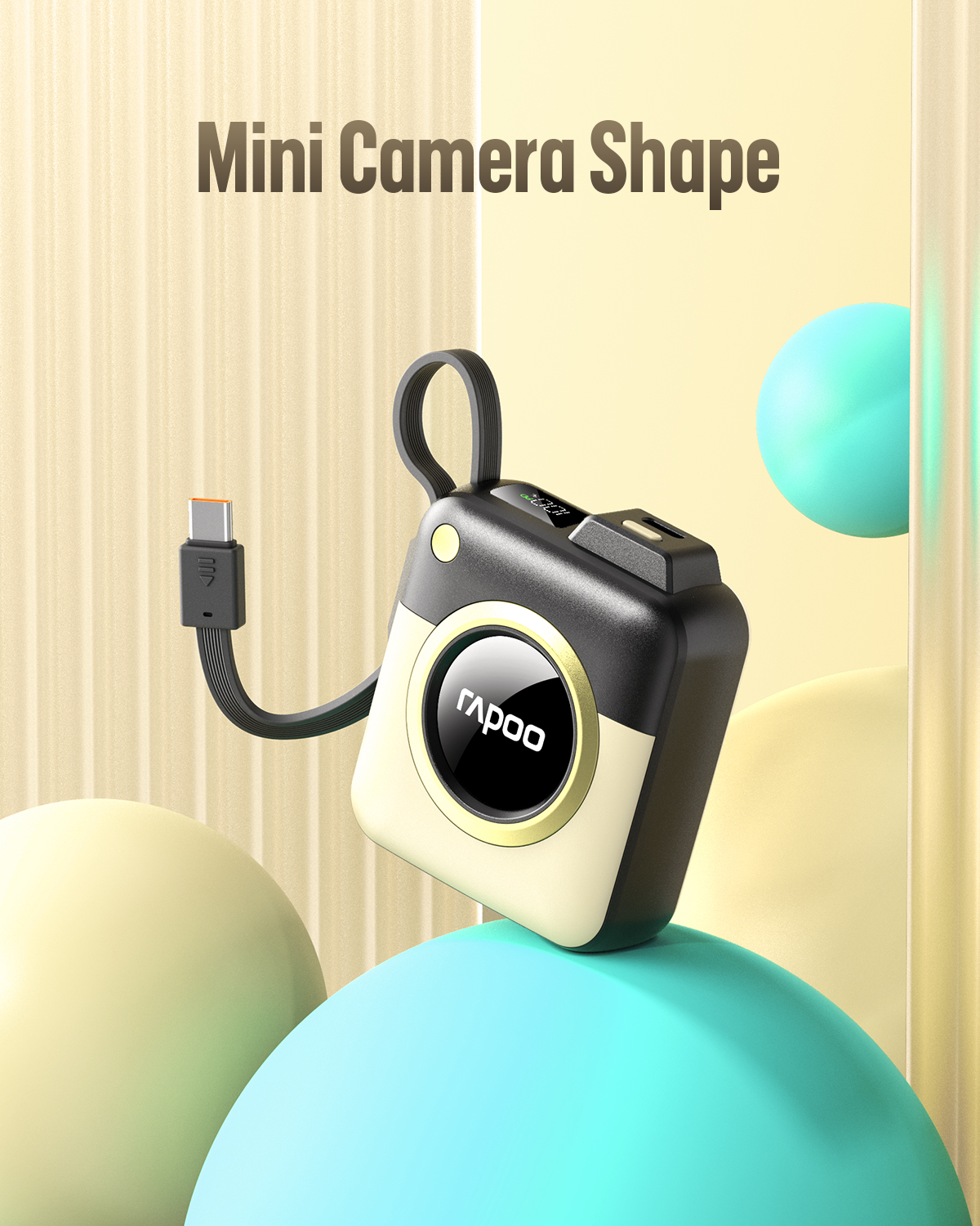 Rapoo RPM10 10000mAh Fast Charging with Built-in Cable Powerbank ...