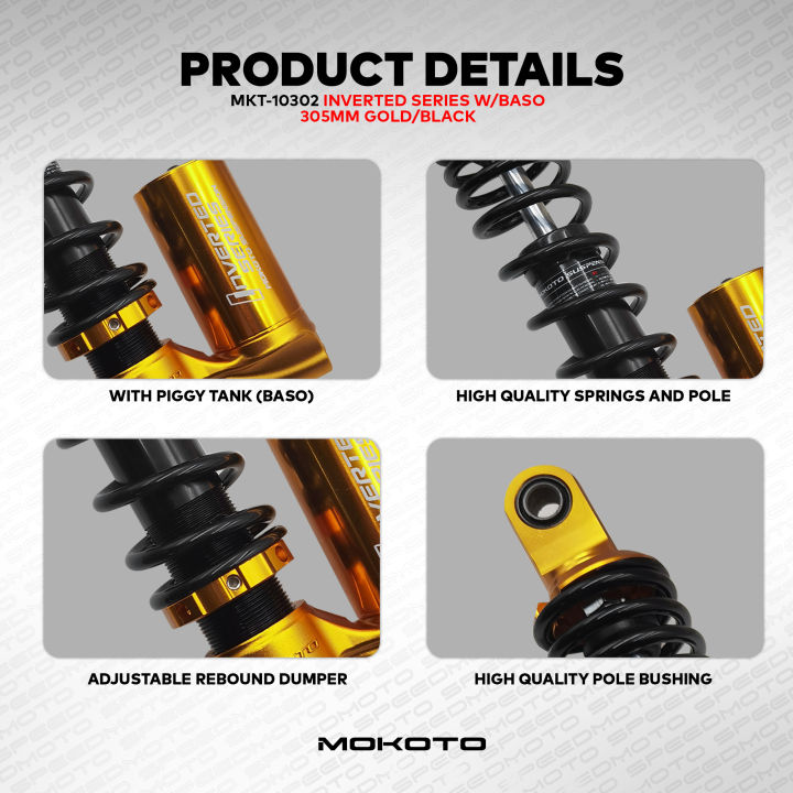 MOKOTO DUAL SHOCK INVERTED SERIES 305MM WITH BASO FOR YAMAHA NMAX 155 ...