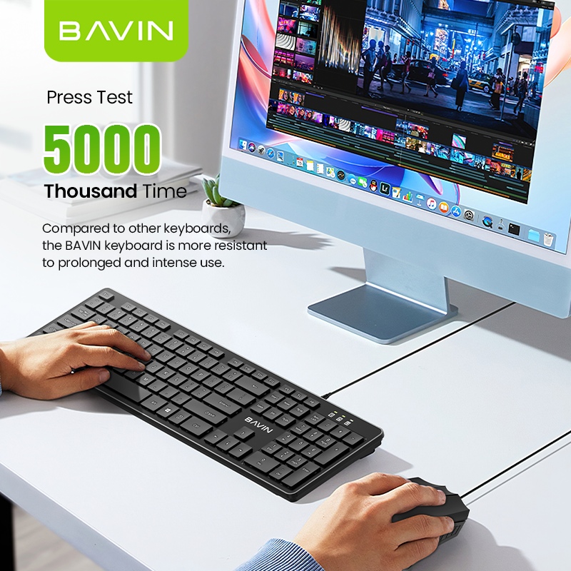 BAVIN K989 Wired Keyboard & Mouse Set Extra Durable & Splashproof ...