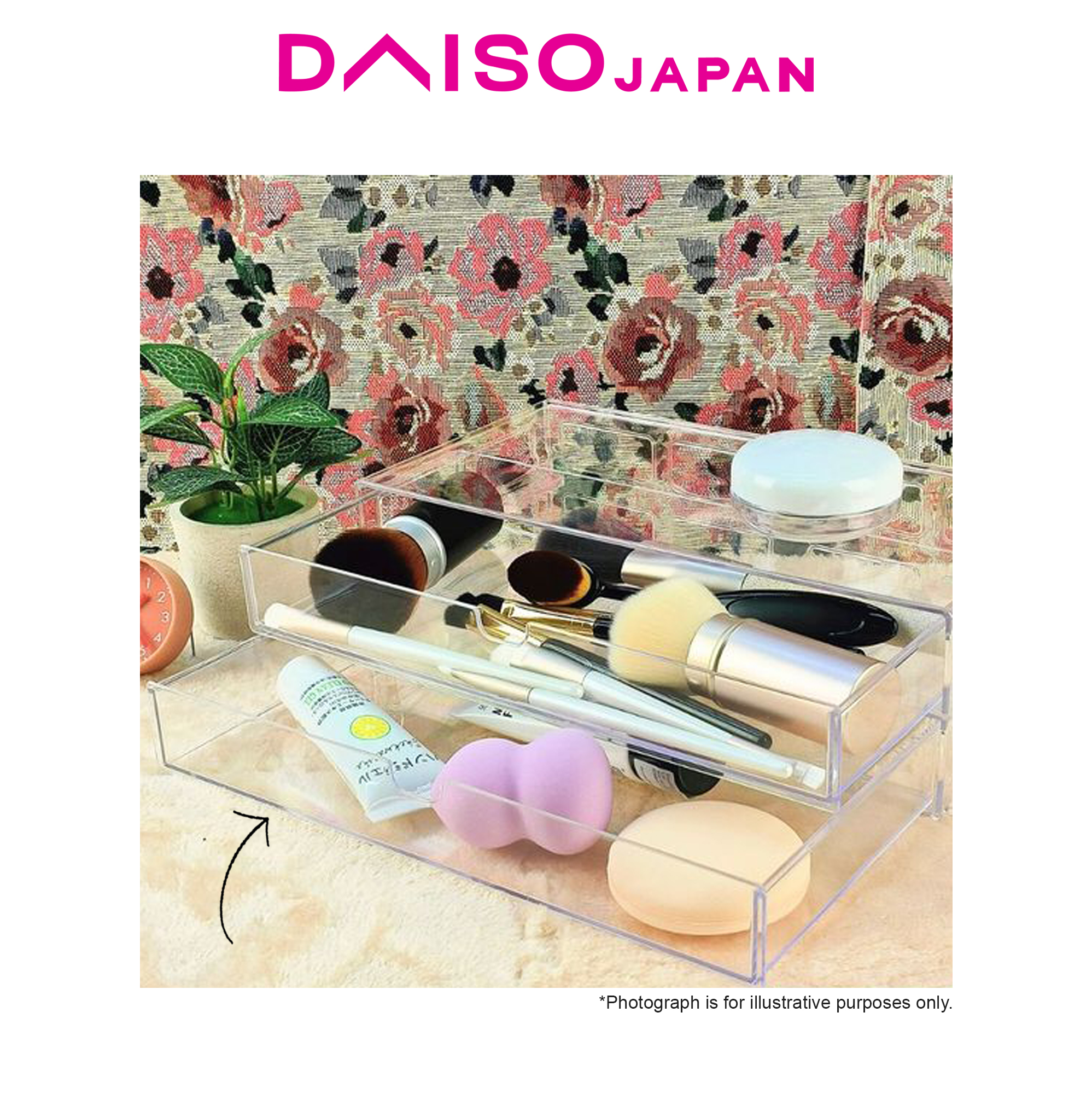 Daiso 2-Tier Accessory Clear Drawer Storage Case (26cm x 13cm) | Shopee ...