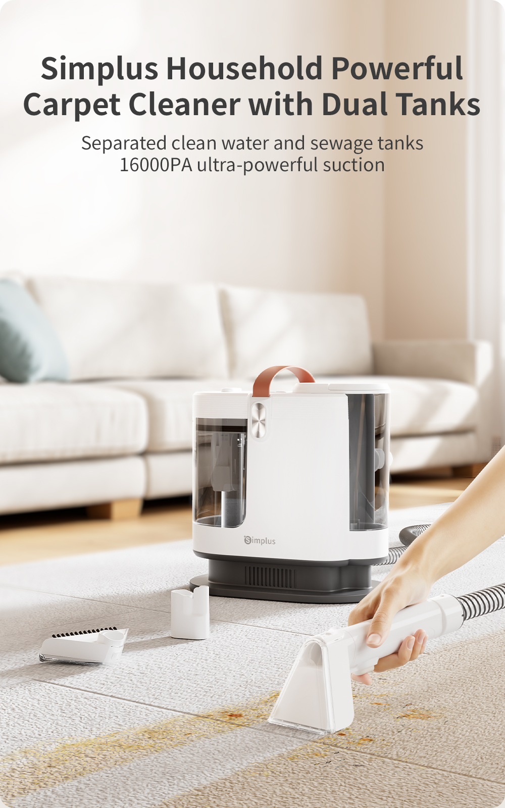 Simplus Wet and Dry Vacuum Cleaner Spot Cleaner Carpet & Upholstery ...