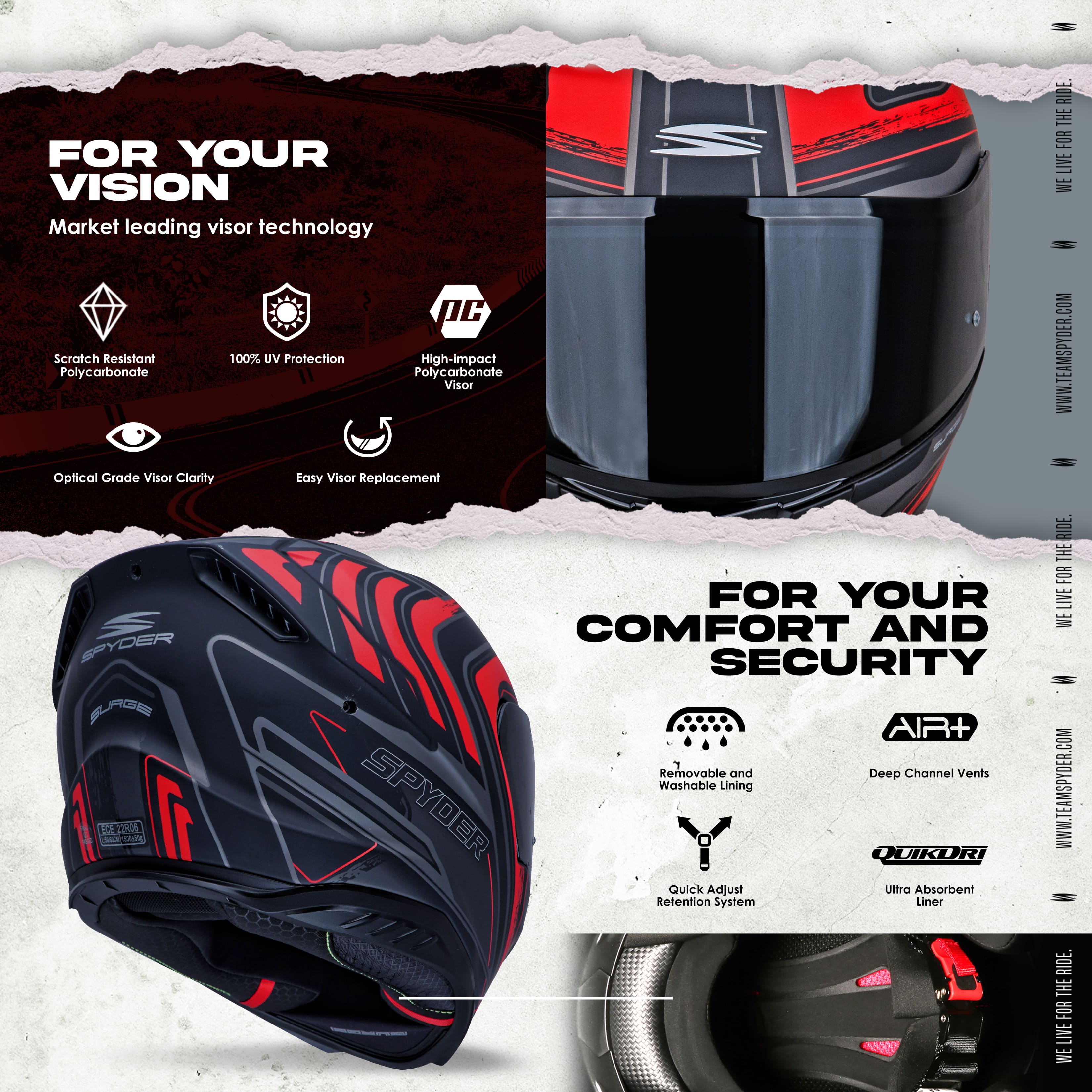 Spyder SURGE G SHOX S1 Full Face Motorcycle Helmet | ECE CERTIFIED ...